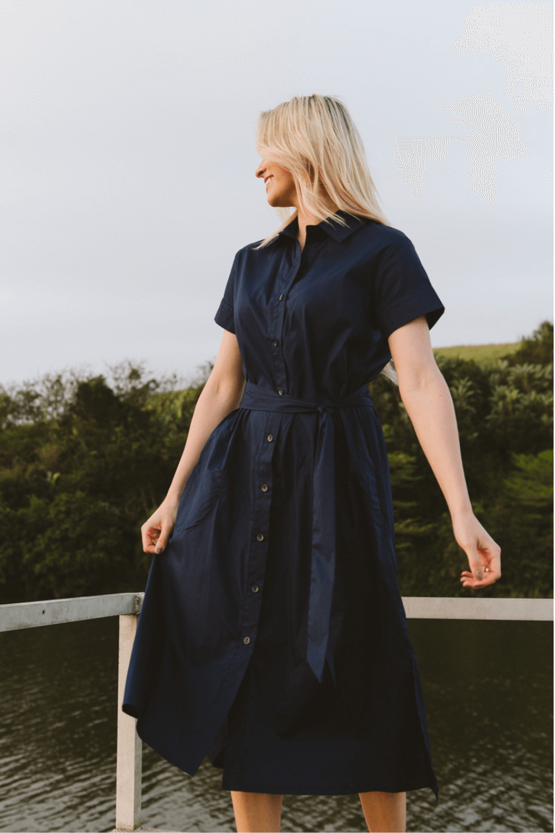 Gabbi Navy Shirt Dress – Trinity Design Co.